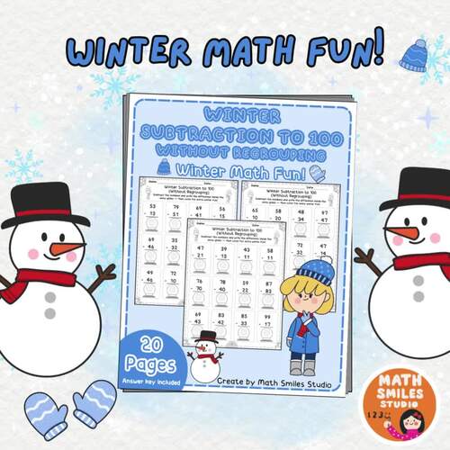 Winter Subtraction to 100 Without Regrouping | Snow Globe Fun! | 2nd Grade