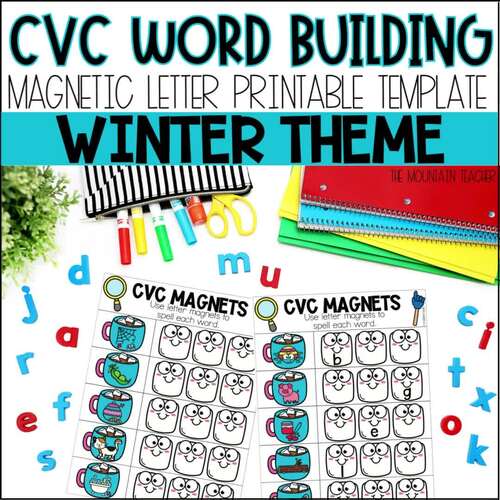 Winter CVC Words Sheets & Magnetic Letter Printable Cookie Sheet Activity