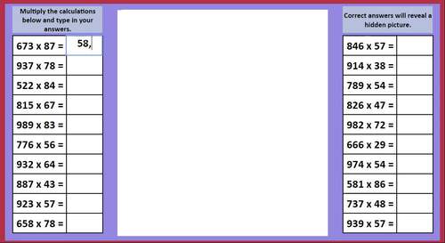 Mystery Digital Pixel Art NO PREP - Fox 3-digit by 2-digit Multiplication