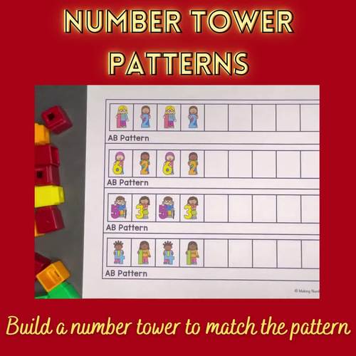 Kindergarten Number Pattern Math Center for Extending Patterns - Unifix Cubes