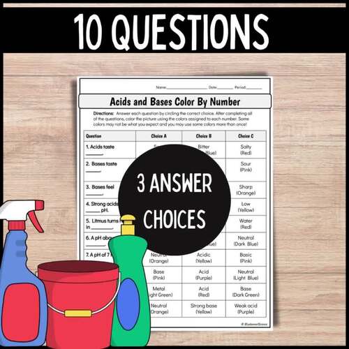 Acids Bases and Ph Scale Color by Number Activity TEKS 8.6D | TPT