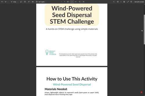 Wind-Powered Seed Dispersal STEM Challenge by Bright Mind Creative Studio