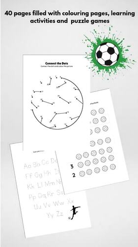 Football Activity Book for Kids, Soccer Coloring Sheets, Learning ...