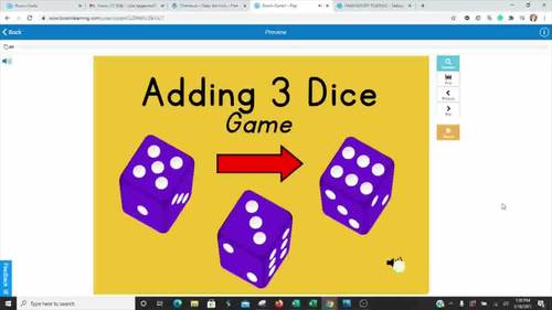 Adding 3 Dice Game! BoomCards -With Audio - Adding 3 Numbers Under 10
