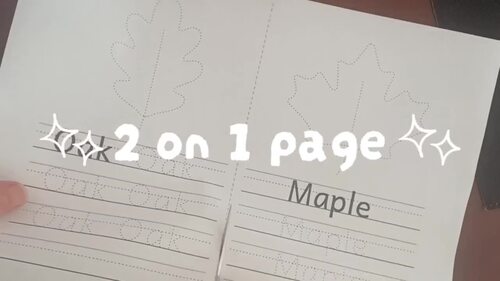 Kindergarten Handwriting: Word Tracing Half-Pages | Fall Leaves, US Letter