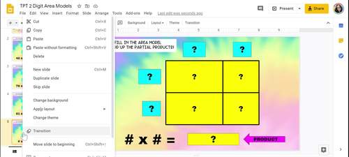 4.NBT.5 Two Digit Area Model Template DISTANCE LEARNING; EDITABLE ...