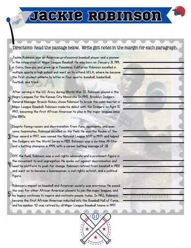 Jackie Robinson Biography Multi Level Comprehension Multiple Choice ...