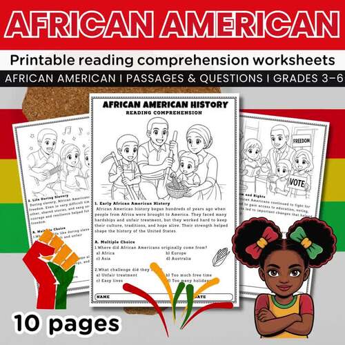 African American History Reading Comprehension Worksheets, U.S. History ELA