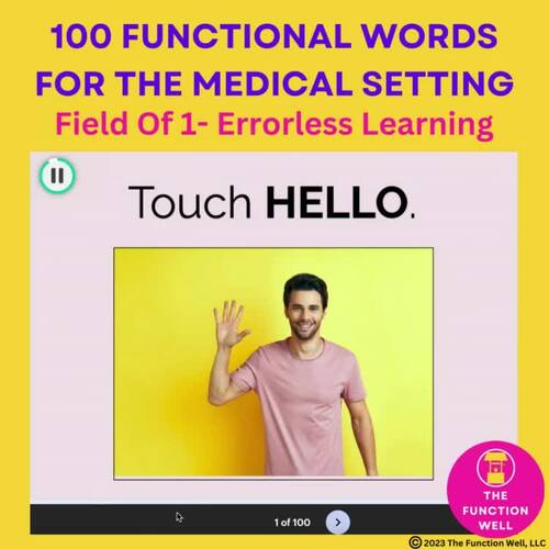 100 Functional Words in the Medical Setting (AAC, Aphasia) Adult Speech ...