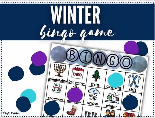 Winter Vocabulary Game BINGO Activity - 37 Boards Elementary / Newcomer