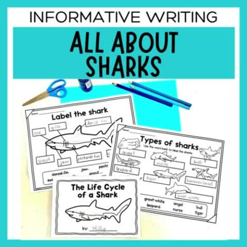 All About Sharks | Shark Life Cycle & Flipbook | Label A Shark | TPT