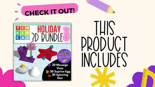 3D *BUNDLE* Spring/Summer Holidays 3 Mini Bundle 3D Printing Tinkercad