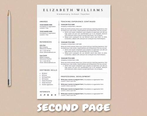 TEACHER RESUME TEMPLATE MS Word & Pages | Cover Letter & References ...