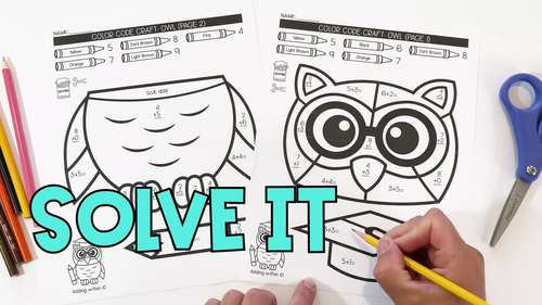End of Year | Addition and Subtraction Color by Number | Graduation Owl ...