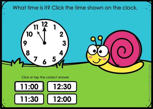 Telling Time Spring BOOM CARDS™ | Analog Clock - To the hour, half hour
