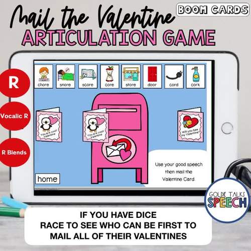 Mail the Valentine R, Vocalic R & Blends Boom Cards | Articulation | Speech