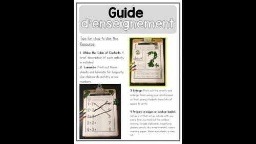 FRENCH Outdoor Learning - Math Activities by The Kinder Nest | TPT