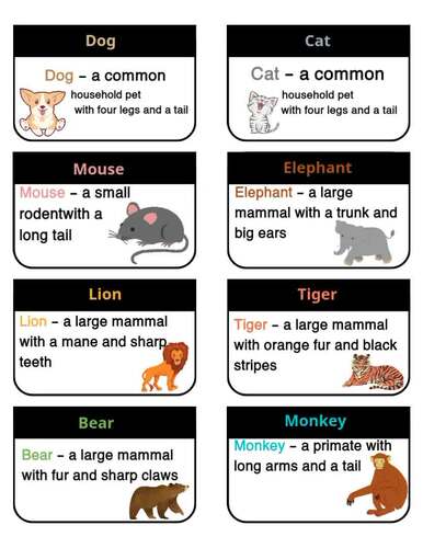 Reading Vocabulary Posters or Flashcards for animal by Teaching is The ...
