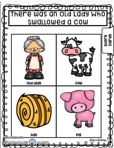 There was an Old Lady who Swallowed a Cow Book Companion (+ Boom Cards)