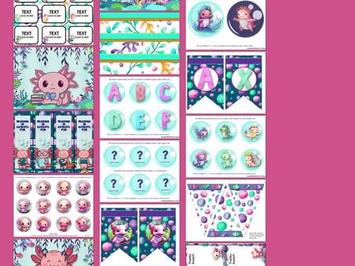 Axolotl Reading Bulletin Board Ideas Kit and Classroom Decor Bundle