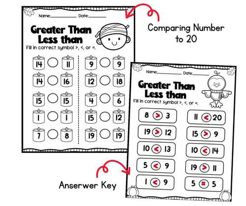 Fall Greater Than Less Than Equal To Worksheet |Fall Comparing Numbers ...