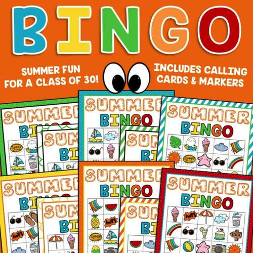 Summer Bingo Game Printable 30 Card Class Set by Teachers Toolkit