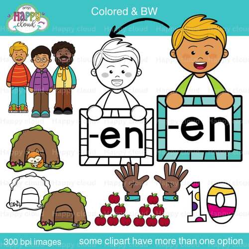 CVC Short Vowel E Clip Art -EN- Words by Happy cloud studio-Nada-B
