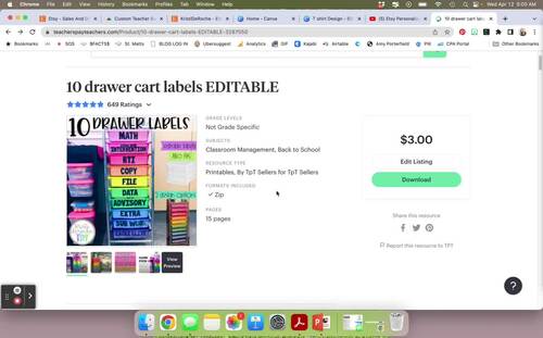 10 drawer cart labels EDITABLE by Kristi DeRoche | TPT