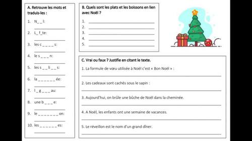 Noël en France Intermediate Reading, Writing, Games by Online Language ...