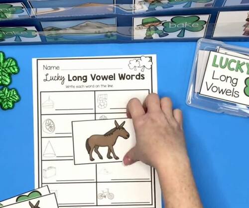 Long Vowels CVCe Task Cards Phonics Kindergarten St. Patrick's Day March