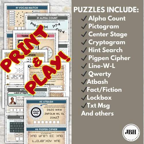 Book of Mormon Adventure Bundle #3 - 5 Escape Rooms for Engaging Study