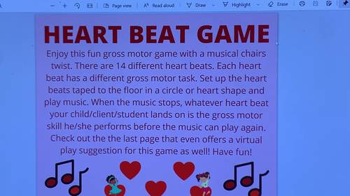 HEART BEAT Gross Motor Game/Activity: (Valentine's Day/Face to Face ...
