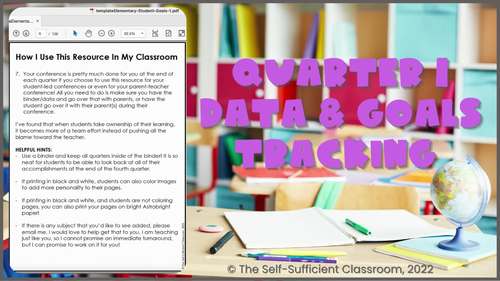 Quarter 1 Goals/Data Tracking by The Self-Sufficient Classroom | TPT