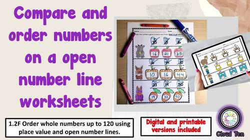 Order numbers on a number line worksheets by Cloud Ten | TPT