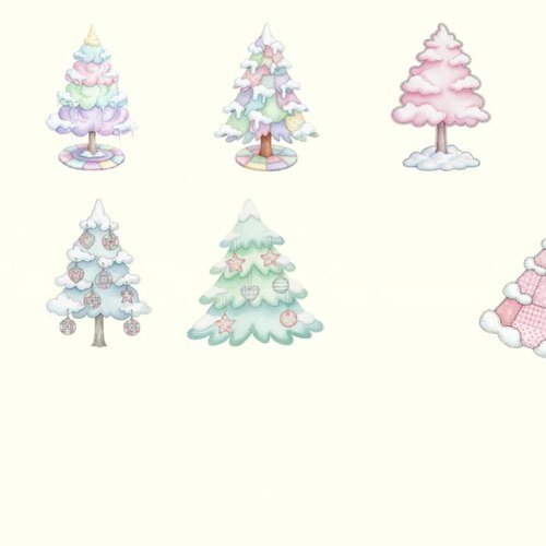 Snowy Pastel Tree PNG • 21 Digital Clipart Files by Atcharasiri Whimsy ...