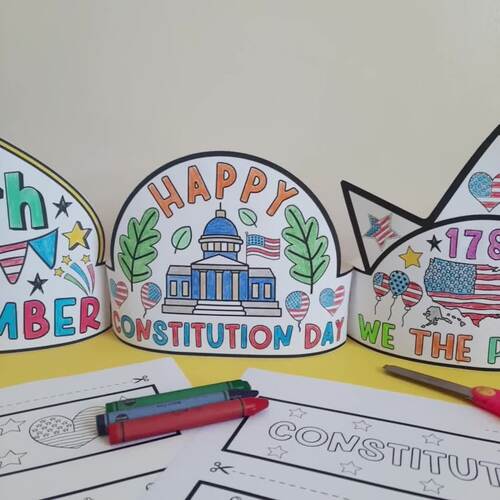 Constitution Day Crown Hat Craft, US Constitution Coloring Pages Activities