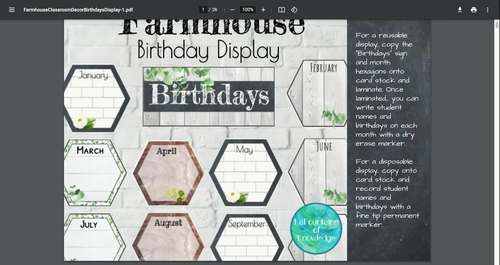 Farmhouse Themed Classroom Decor Birthdays Display by LaFountaine of ...