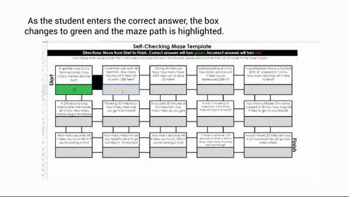 Distance, Rate and Time Calculations Digital and Printable Maze Worksheet