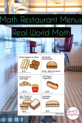 Real-World Math - Math Restaurant Menu - Diner Theme - Money and Word ...