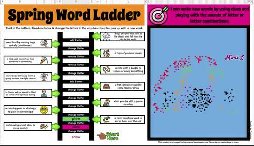 Spring Spelling and Vocabulary Word Ladder Pixel Art - 3 Levels with ...