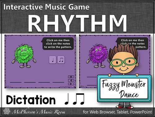 Rhythm Dictation Eighth Notes & Quarter Notes Interactive Music Game ...