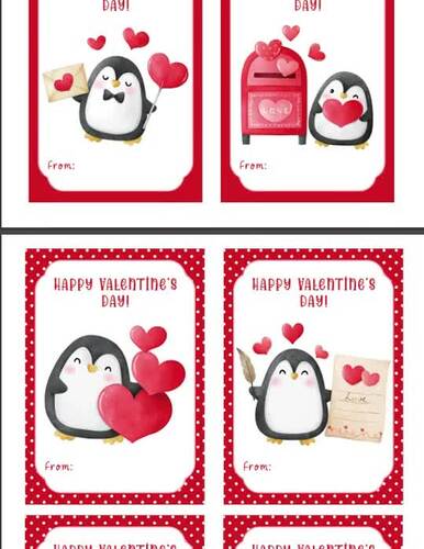 Penguin Valentine Cards by They Call Me Queen B | TPT