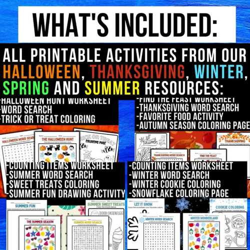 Activities Bundle - 6 Packets For All Seasons → No Prep / Printable ...
