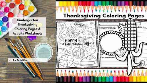 Kindergarten Thanksgiving Coloring Pages and Activity Worksheets Pack