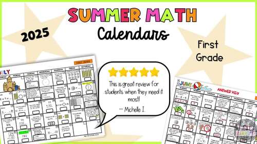 1st grade Summer Math Review | Summer Daily Math Problem Take-Home Math ...