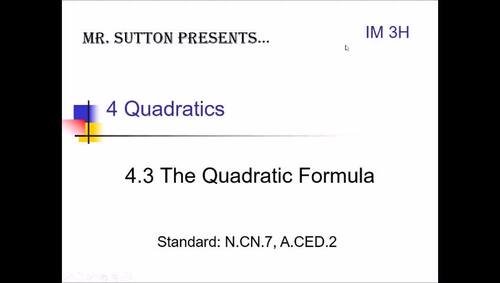 Quadratic Formula (Algebra 2 Honors) by Mr Sutton Presents | TPT