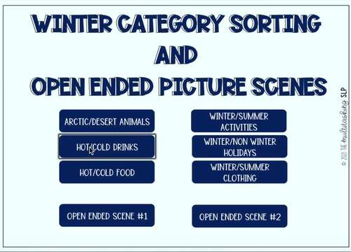 Winter Category Sorting & Winter Picture Scenes | Speech Therapy | Boom ...