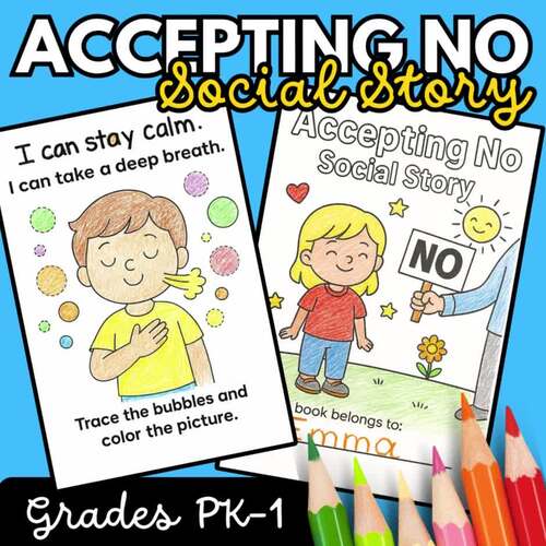 Accepting No Social Story Coloring Pages | Social Skills Activities for ...
