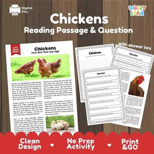 Chickens Reading Passage | Nonfiction Comprehension Questions | Science ...