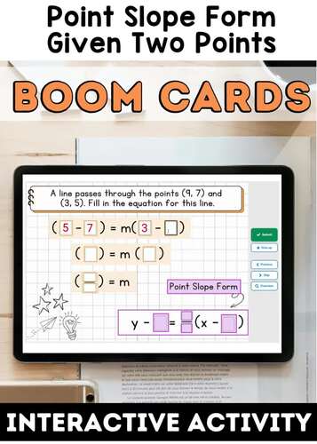Point Slope Form Given Two Points BOOM CARDS by Math and Glitter
